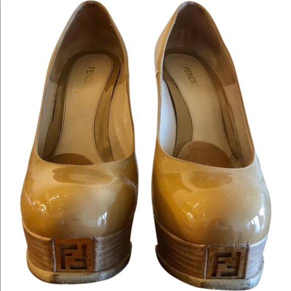 Fendi | Shoes | Fendi Vintage Fendi Nude Patent Platforms | Poshmark